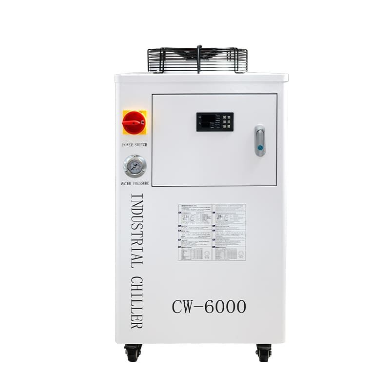 CW-6000 Air-Cooled Chiller CO2 Laser Recirculating Water Cooler Essential Pump Compressor PLC ...
